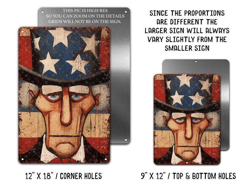 Primitive Uncle Sam July 4th Decor Metal Art Sign - Rustic Independence ...