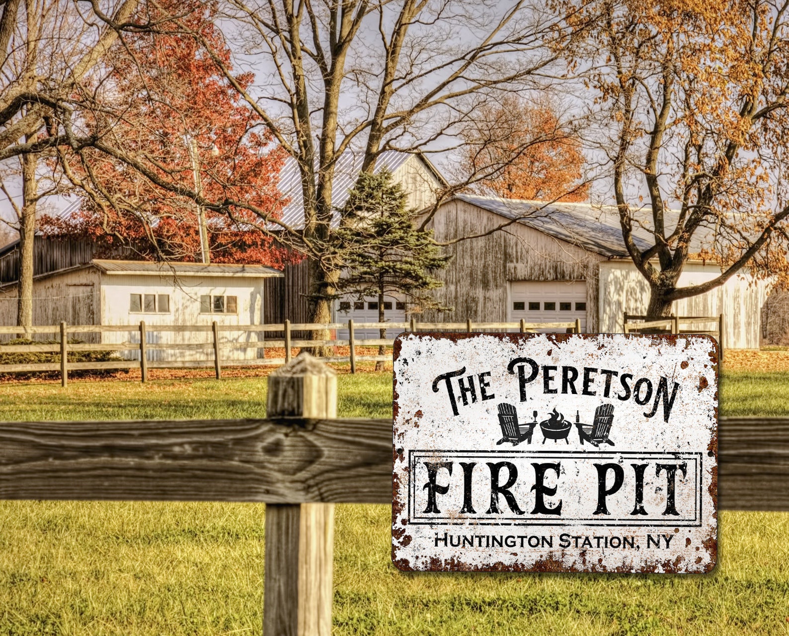 Fire Pit Sign Custom Personalized Family Last Name Patio | Etsy