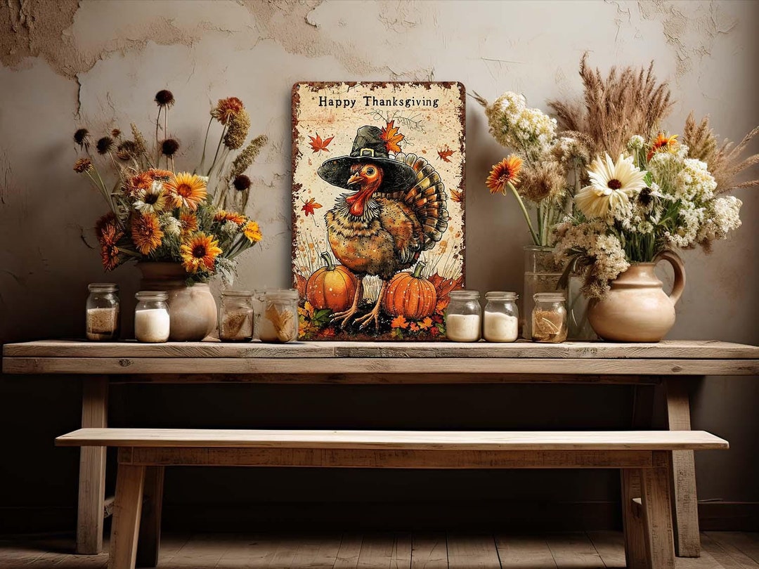 Whimsical Turkey Thanksgiving Fall Wall Decor - Rustic Mantle Art ...