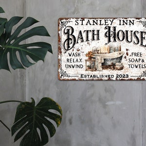 Personalized Custom BATH HOUSE Metal Bathroom Sign Decoration Modern ...