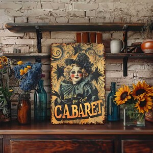 Vintage Victorian Cabaret Mantle Decor - Metal Sign Decoration Antique ...