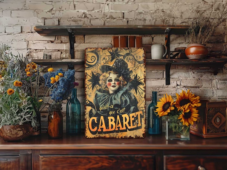 Vintage Victorian Cabaret Mantle Decor - Metal Sign Decoration Antique ...