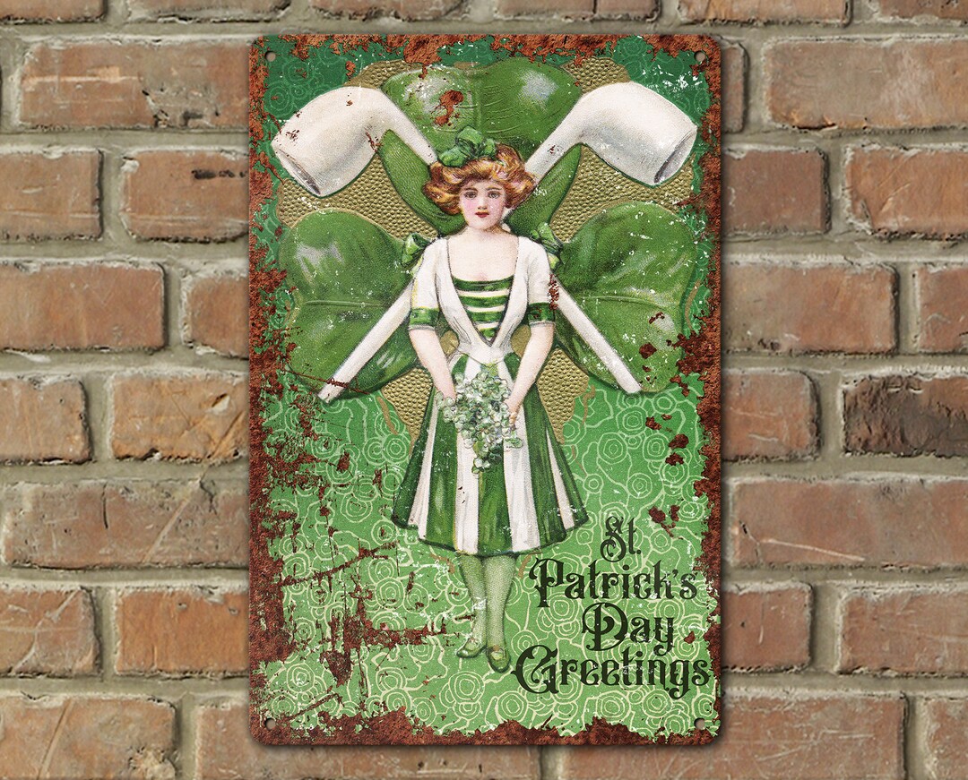 St Patrick's Day Metal Sign Decoration Vintage Victorian - Etsy