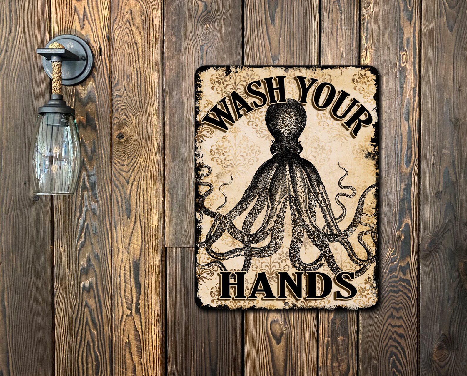 Octopus Wash Your Hands Bathroom Wall Decor Kitchen Art | Etsy