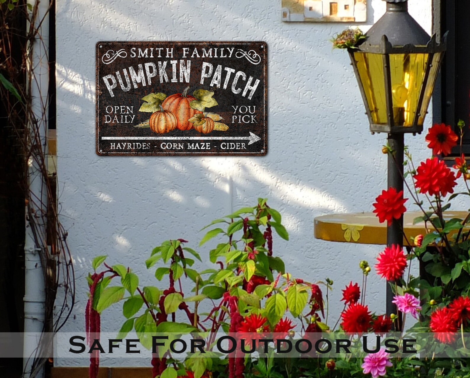 Custom Pumpkin Patch Farm Metal Sign Personalized Name Porch Patio Door ...