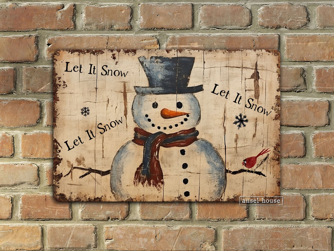 Primitive Snowman Decor Christmas Wall Art Metal Sign Decoration Rustic ...