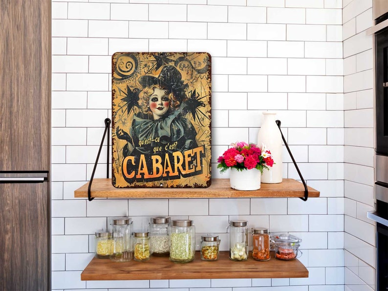 Vintage Victorian Cabaret Mantle Decor - Metal Sign Decoration Antique ...