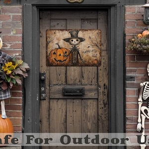 Primitive Halloween Decor Metal Sign Decoration Antique Rustic Porch ...