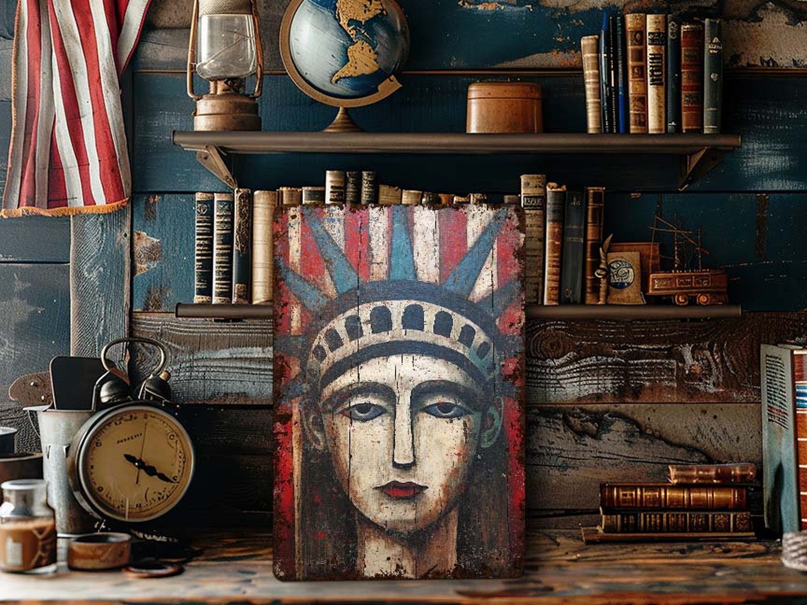 Primitive 4th of July Decor Statue of Liberty Metal Art Sign - Rustic ...