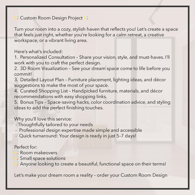 Custom Room Design Project - Etsy