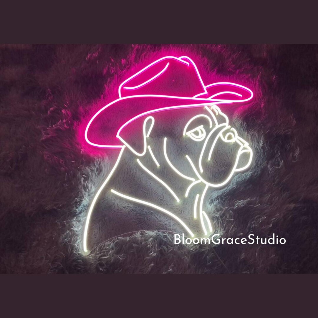 FREESHIPPING US Cowboy Bulldog Neon Sign – Bulldog LED Wall Light With ...