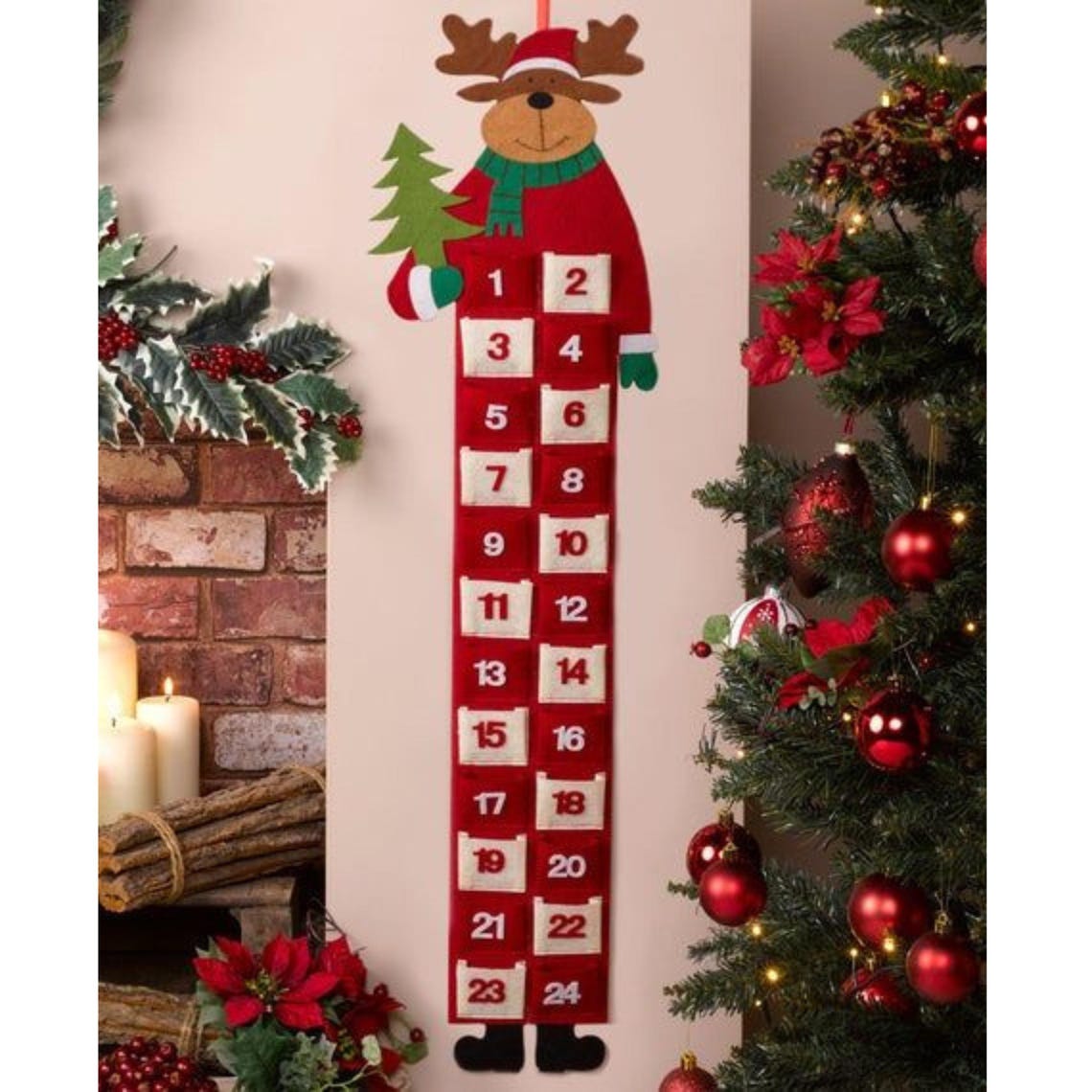 Personalised Fabric Advent Calendar: Santa Tracker, Handmade Christmas ...