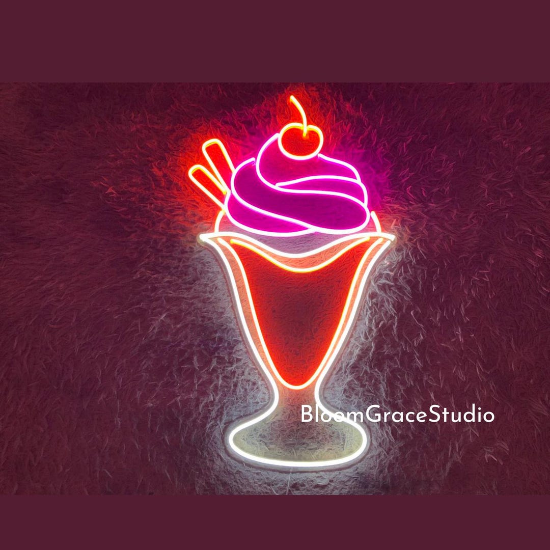 FREESHIPPING US LED Neon Ice Cream Sundae Sign for Wall Decor, Light up ...