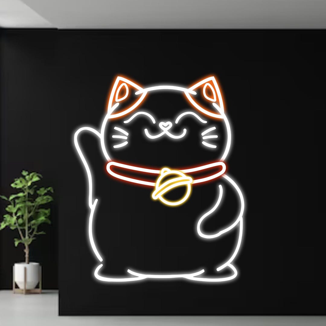 FREESHIPPING US LED Lucky Cat Wall Sign for Asian-inspired Decor ...