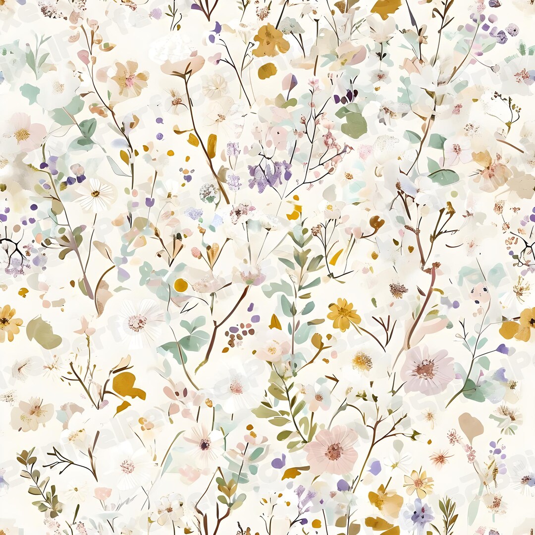 Whimsical Cottagecore Floral Pattern in Soft Pastels - Etsy