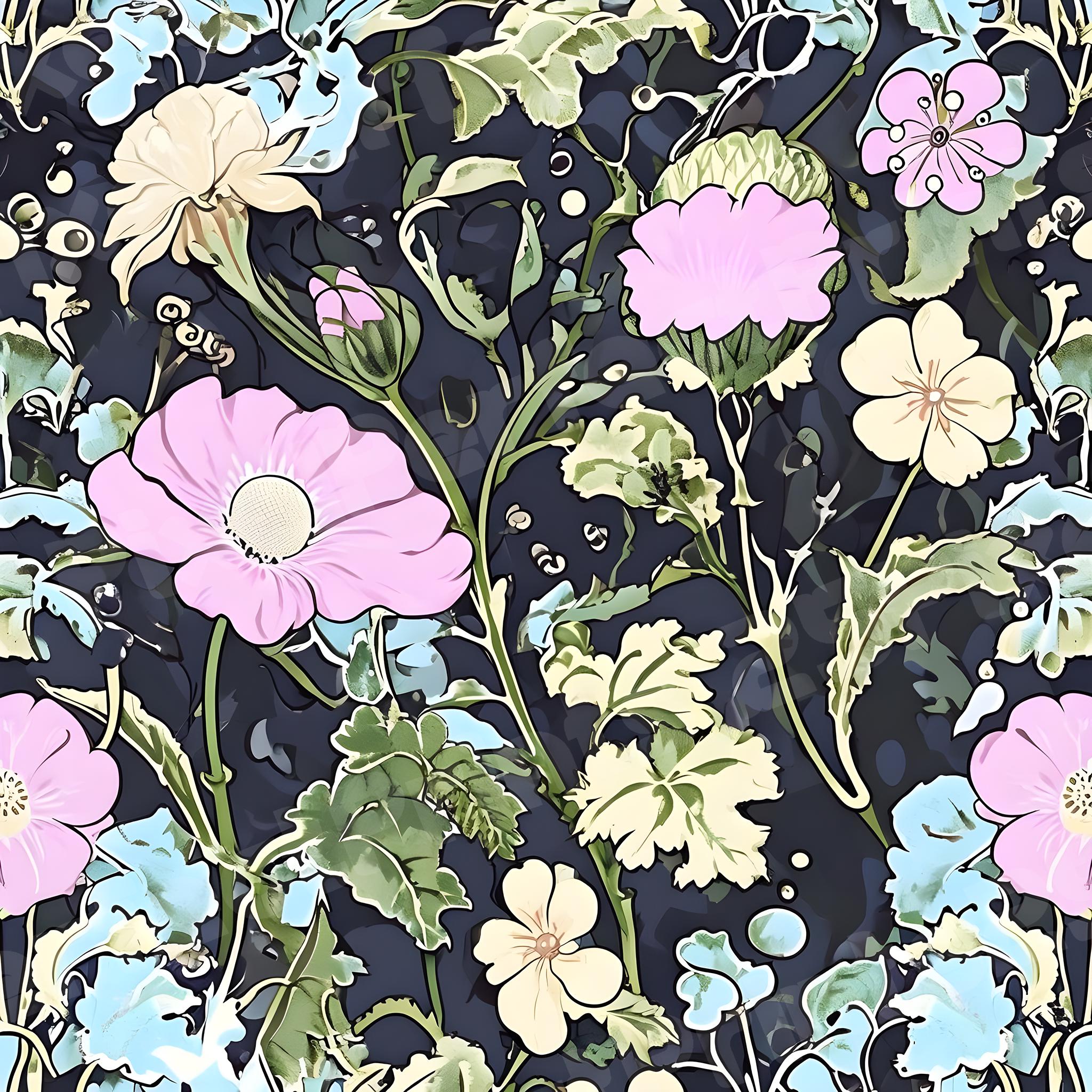 Intricate Art Nouveau Floral Pattern With Vibrant Colors - Etsy