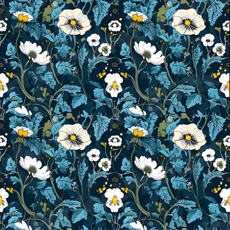 Art Nouveau Floral Pattern With Intertwined Plants and Flowers - Etsy