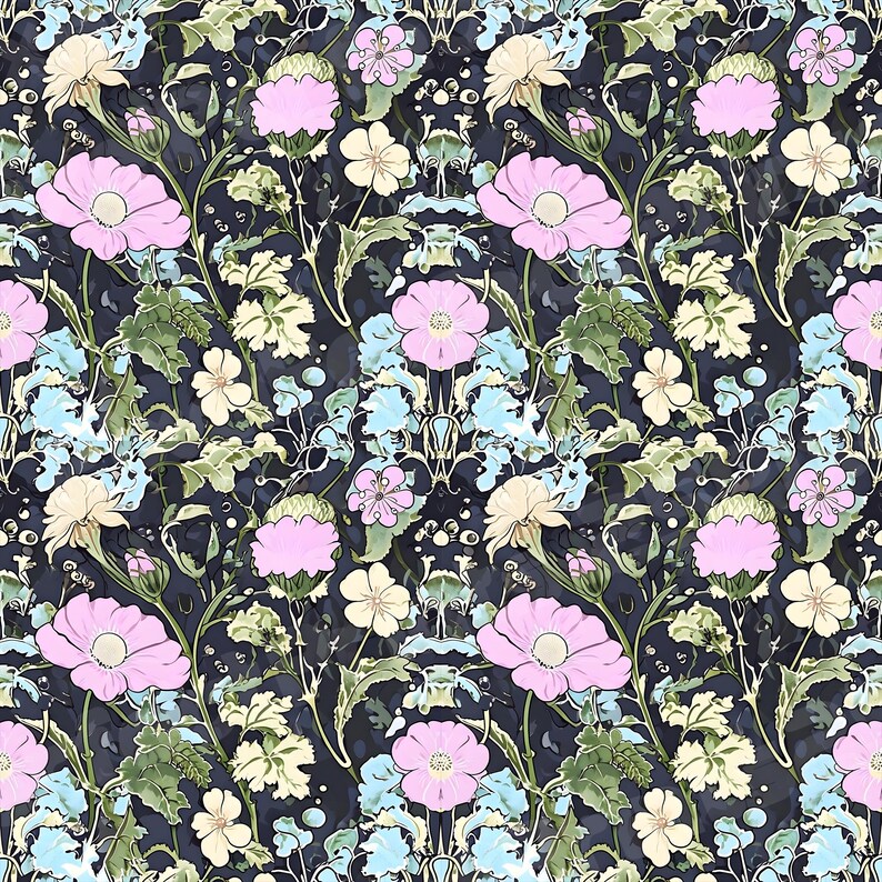 Intricate Art Nouveau Floral Pattern With Vibrant Colors - Etsy