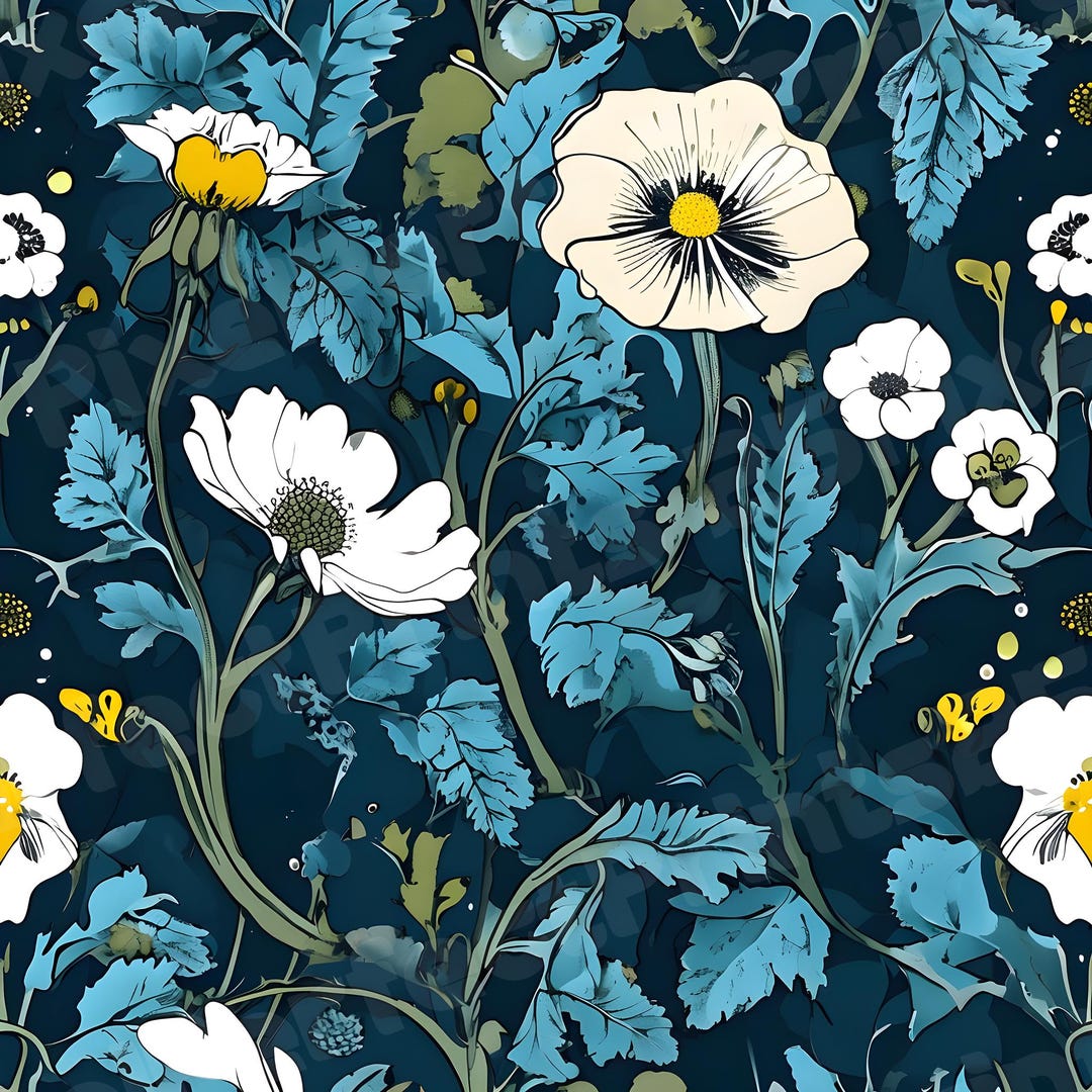 Art Nouveau Floral Pattern With Intertwined Plants and Flowers - Etsy