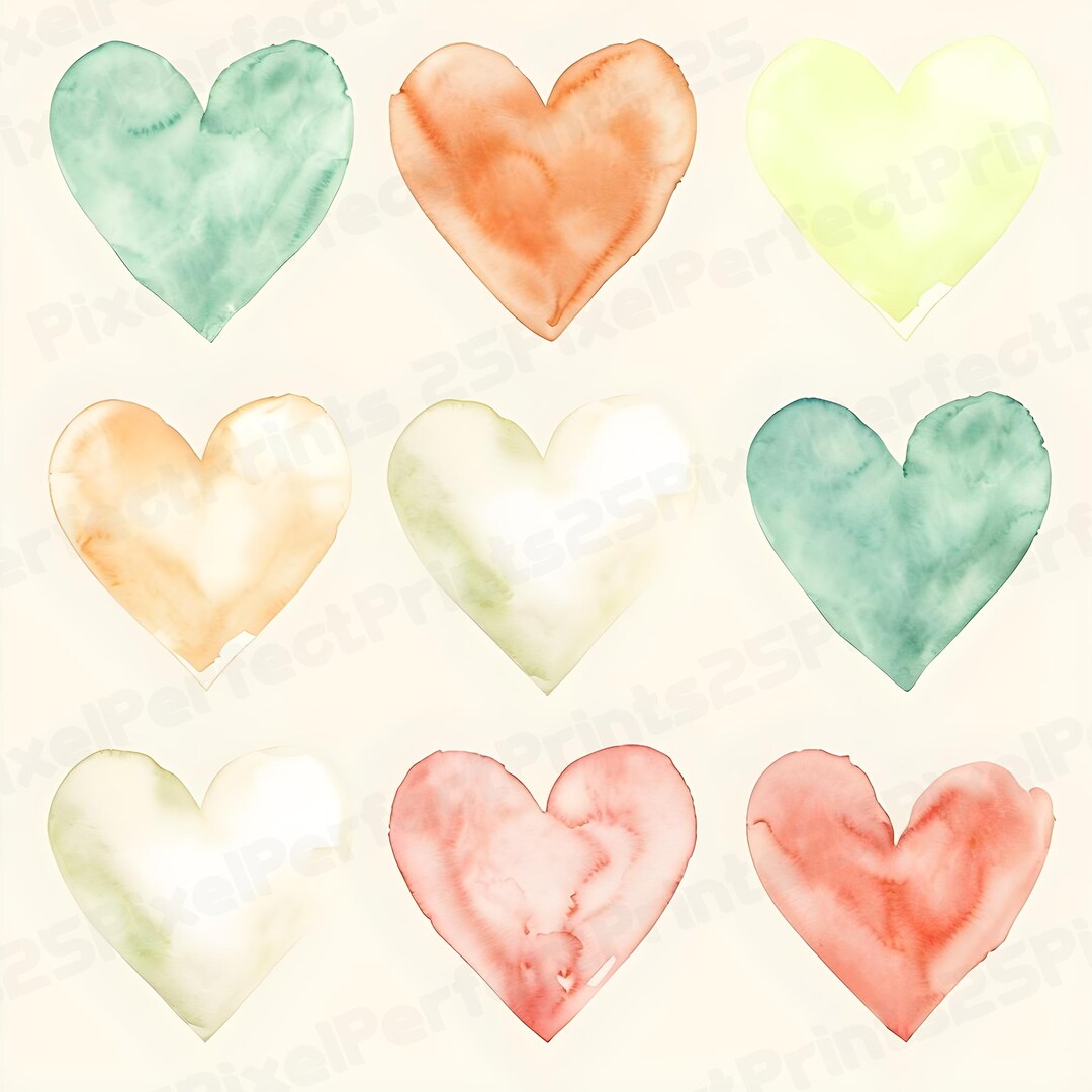 Watercolor Hearts Pattern on Soft Background - Etsy