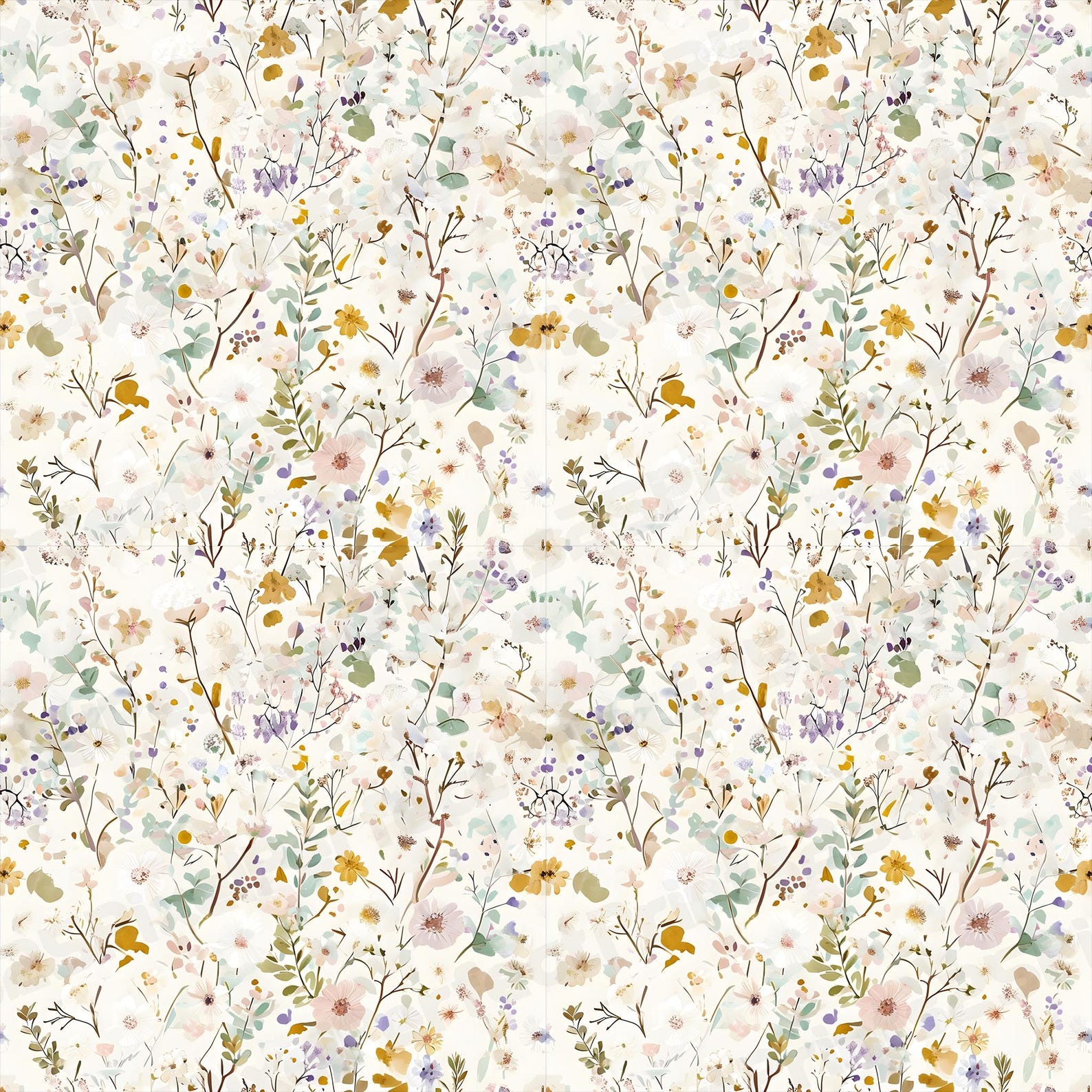 Whimsical Cottagecore Floral Pattern in Soft Pastels - Etsy