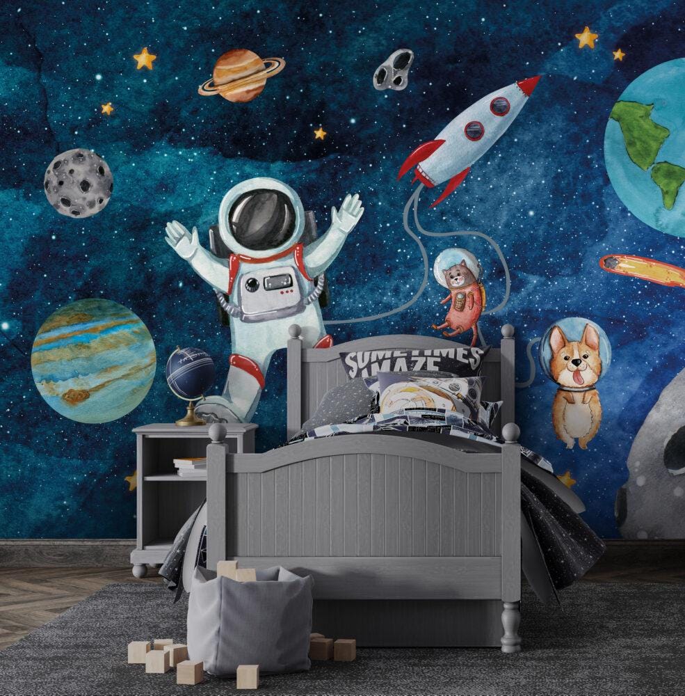 Cute Astronauts in Space Wallpaper, Planets in Outer Space Wallpaper ...