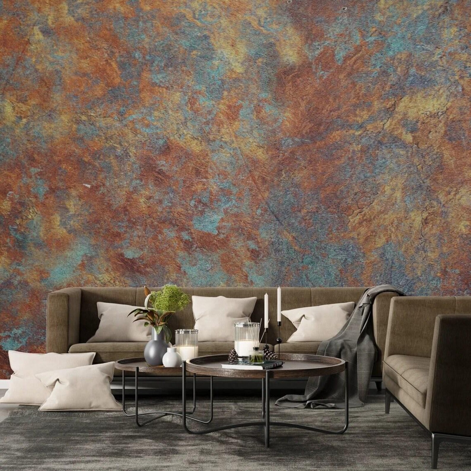 Copper Look Wallpaper Mural: Modern Deco Art, Easy Application - Etsy
