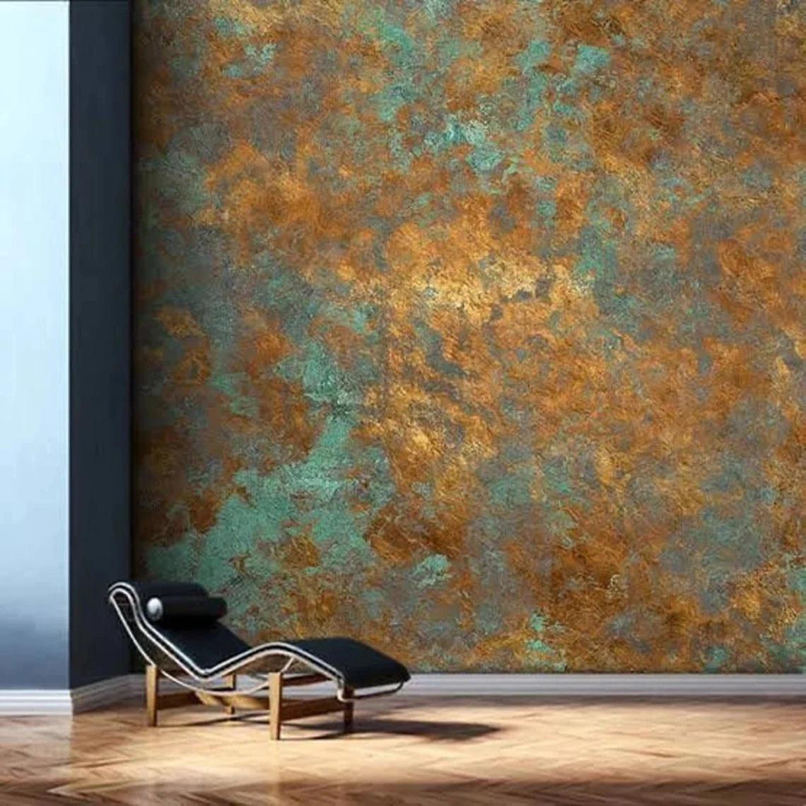 Rusty Look Copper Wallpaper, Self Adhesive Green Wallpaper, Deco Art ...