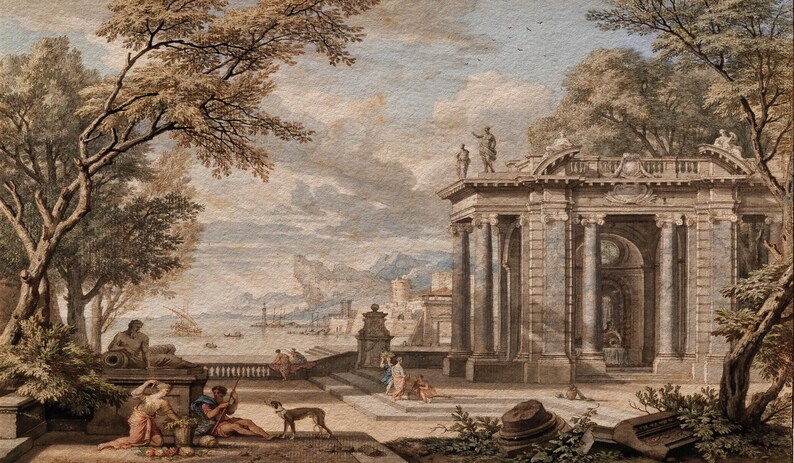 Ancient Rome Wallpaper Mural: Harbor View Architecture (peel and Stick ...