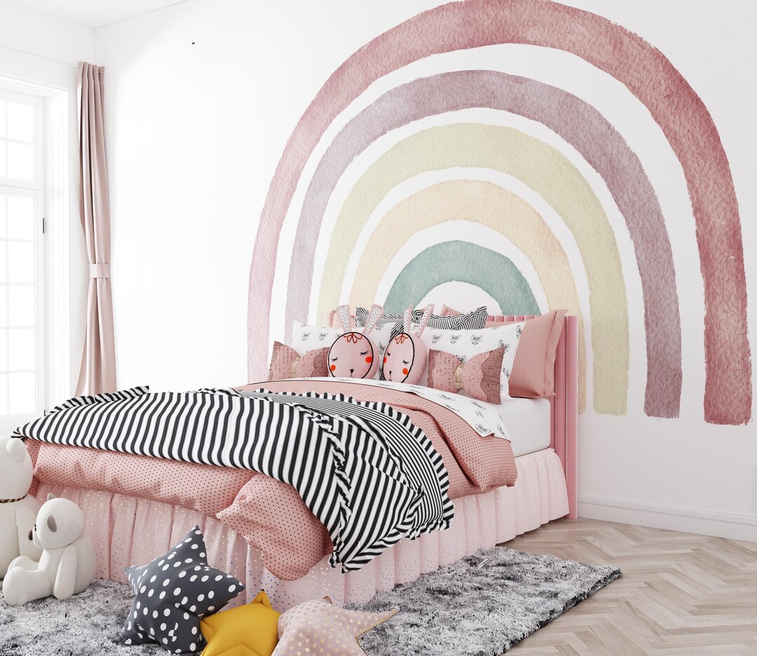 Soft Color Rainbow Wallpaper: Peel and Stick Nursery Decor - Etsy