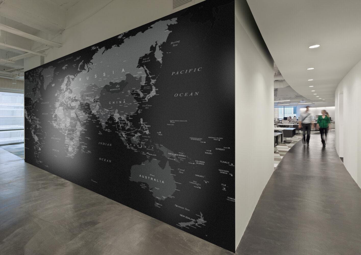 Black Background World Map Wallpaper, Stylish Peel and Stick Wallpaper ...