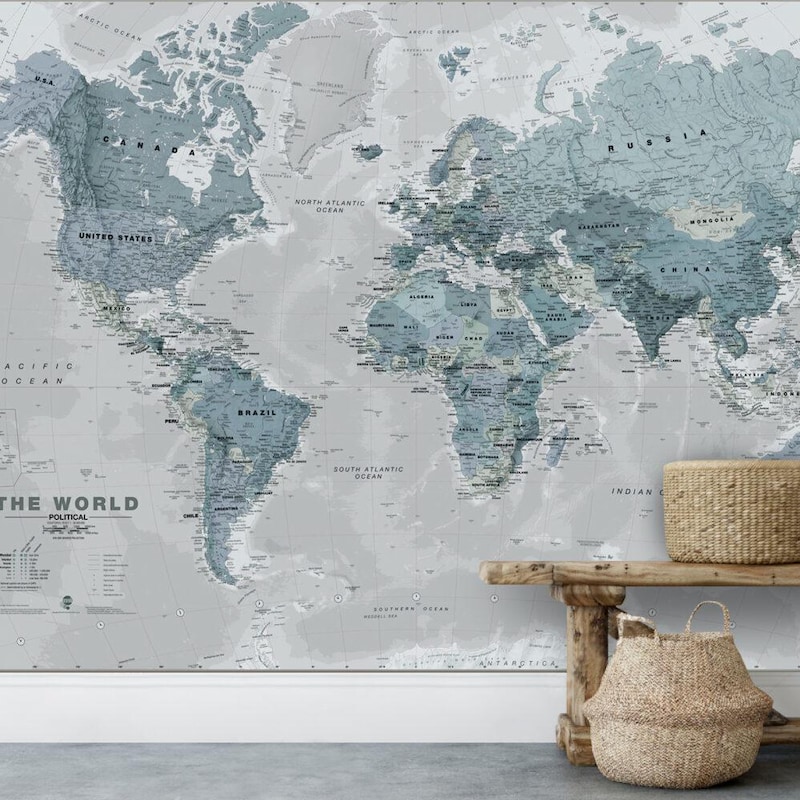 Cyber World Map Wallpaper - Etsy Canada