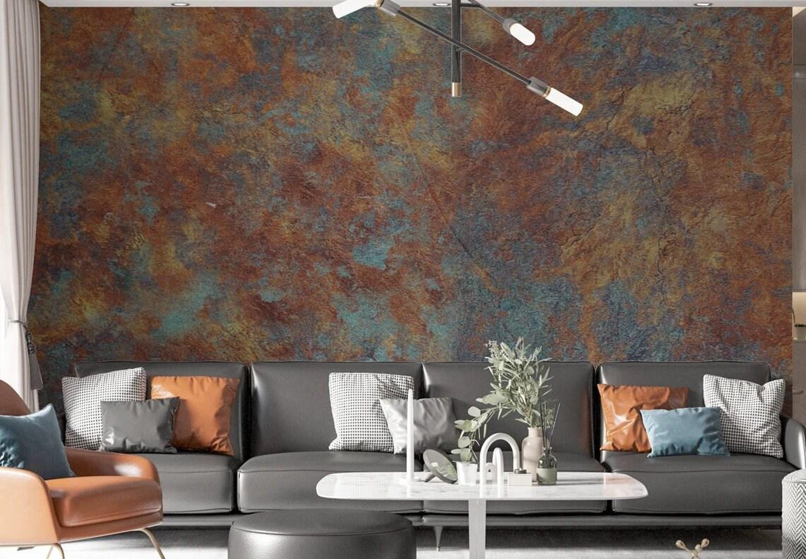 Copper Look Wallpaper Mural: Modern Deco Art, Easy Application - Etsy