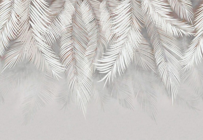 White Leaves 3D Wallpaper: Embossed Flowers Removable Wall Mural - Etsy