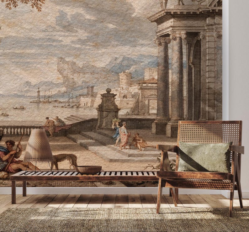Harbor View in Ancient Rome, Rome Wall Mural Wallpaper Architecture ...