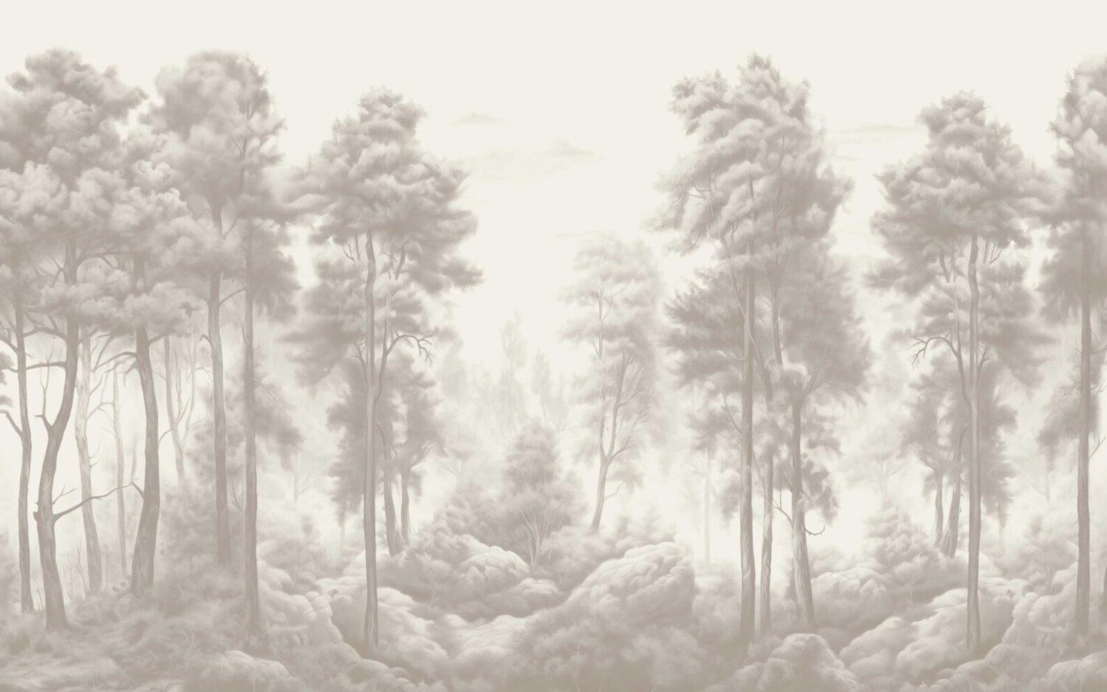 Watercolor Grey Forest Wallpaper, Monochrome Trees Mural, Peel and ...
