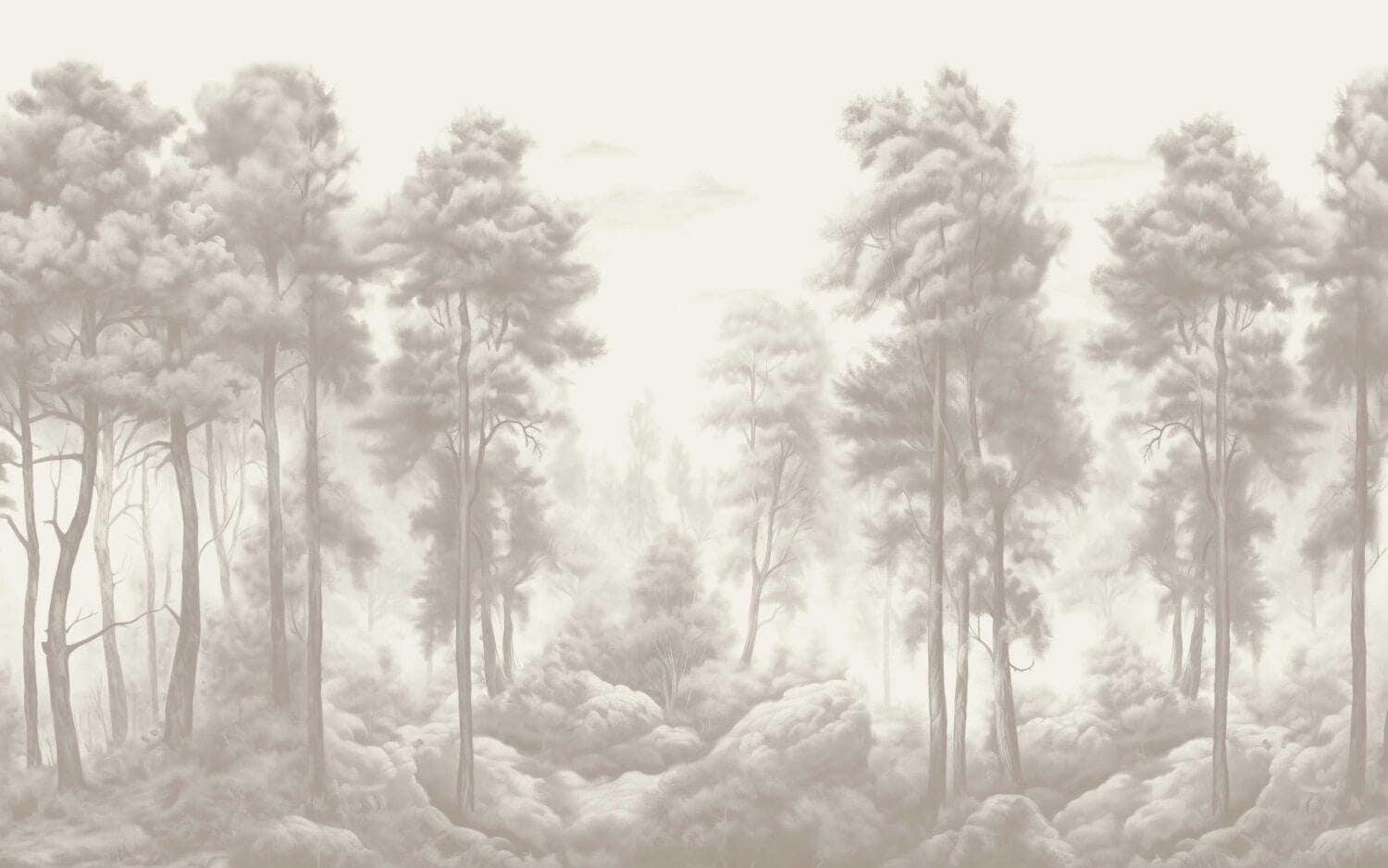 Watercolor Grey Forest Wallpaper, Monochrome Trees Mural, Peel and ...