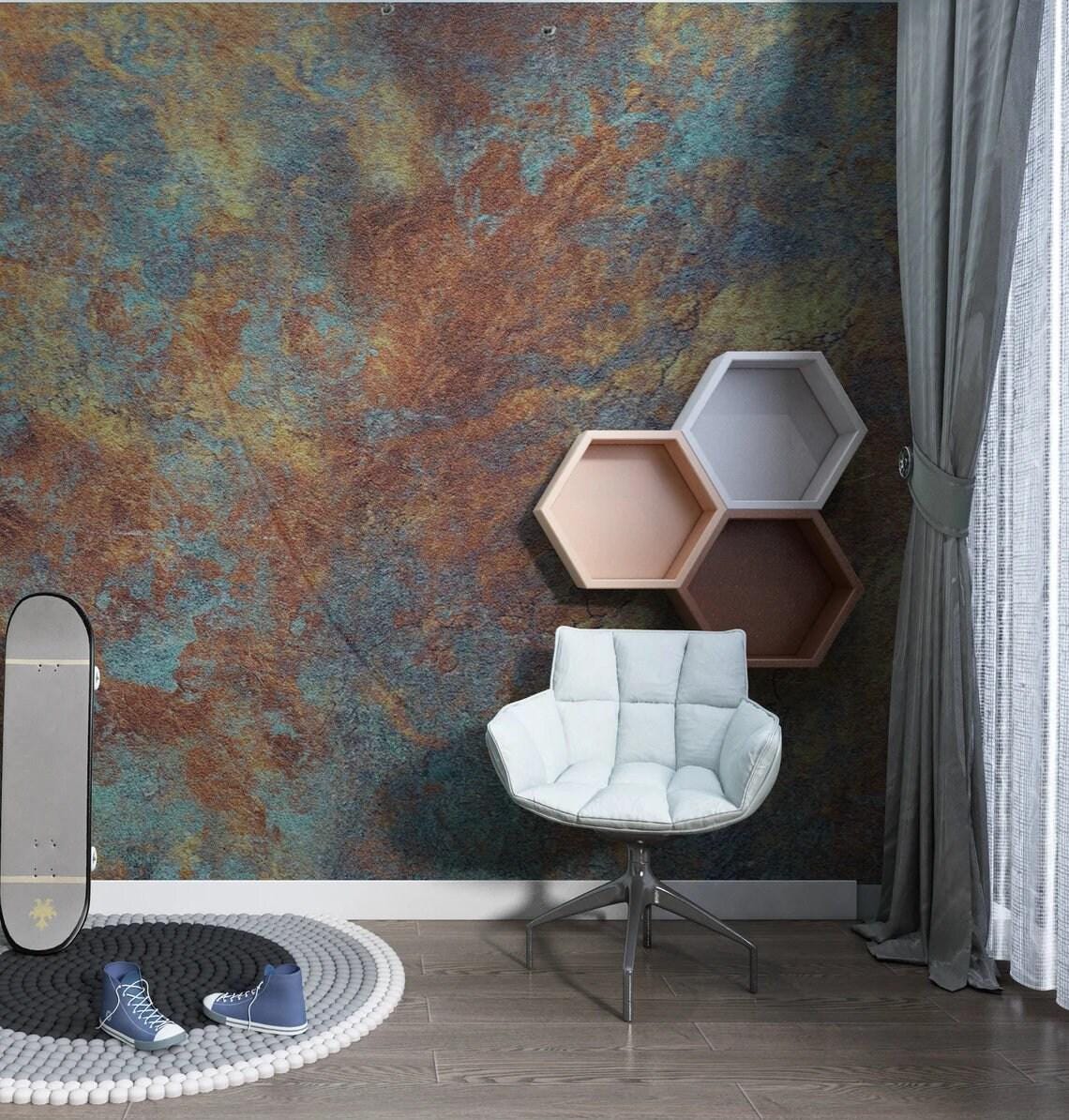 Copper Look Wallpaper Mural: Modern Deco Art, Easy Application - Etsy