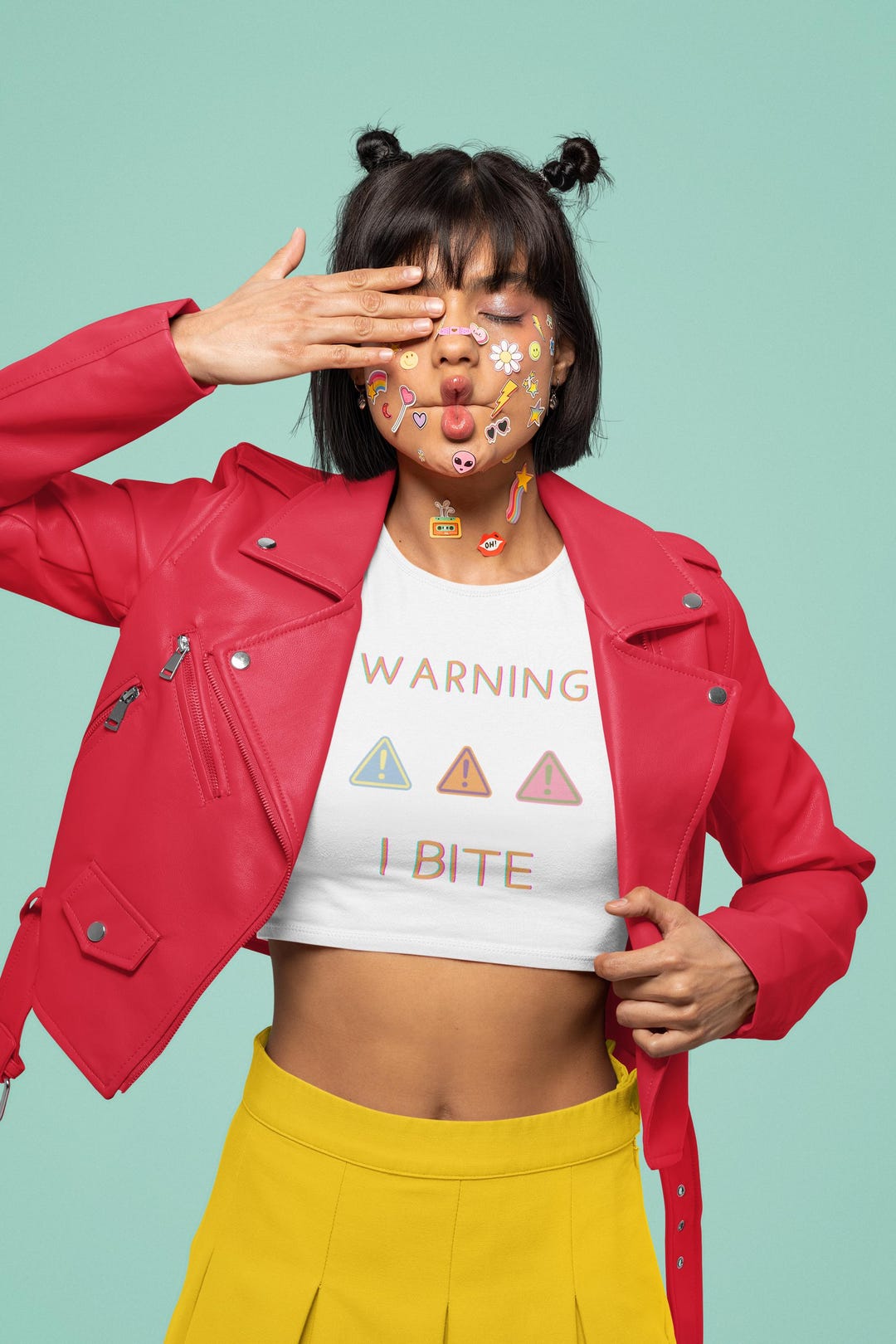 WARNING I BITE Crop Top Racer Tank - Etsy