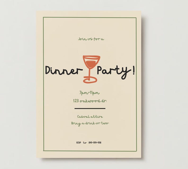 Dinner Party! Custom Invitation Template - Etsy
