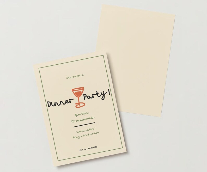 Dinner Party! Custom Invitation Template - Etsy