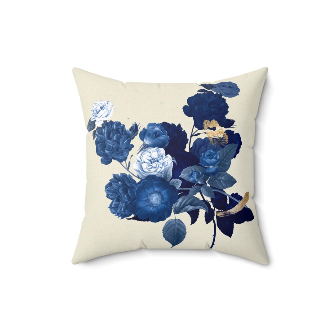 Royal Blue Petal Pillow Blue Dew Blossom Pillow Aqua Petals Pillow Blue ...