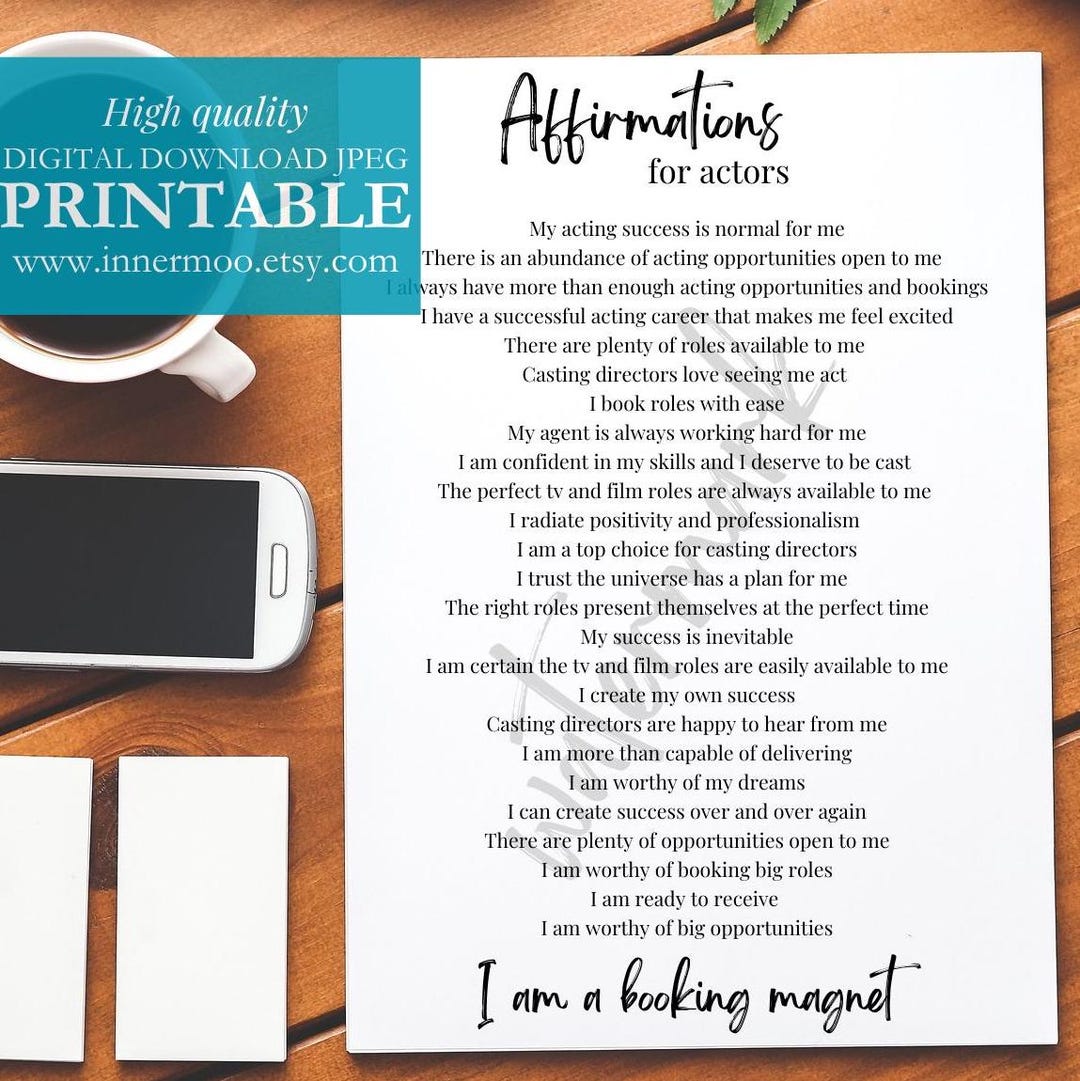 Affirmations for Actors - 1 Page Affirmations - Gift for Actors - Etsy