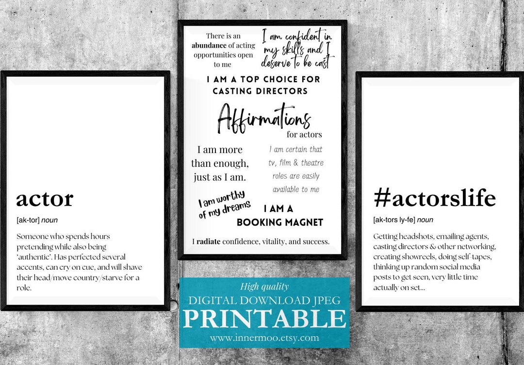 Funny Actors, Actors Life Definition & Affirmations Printable Wall Art ...