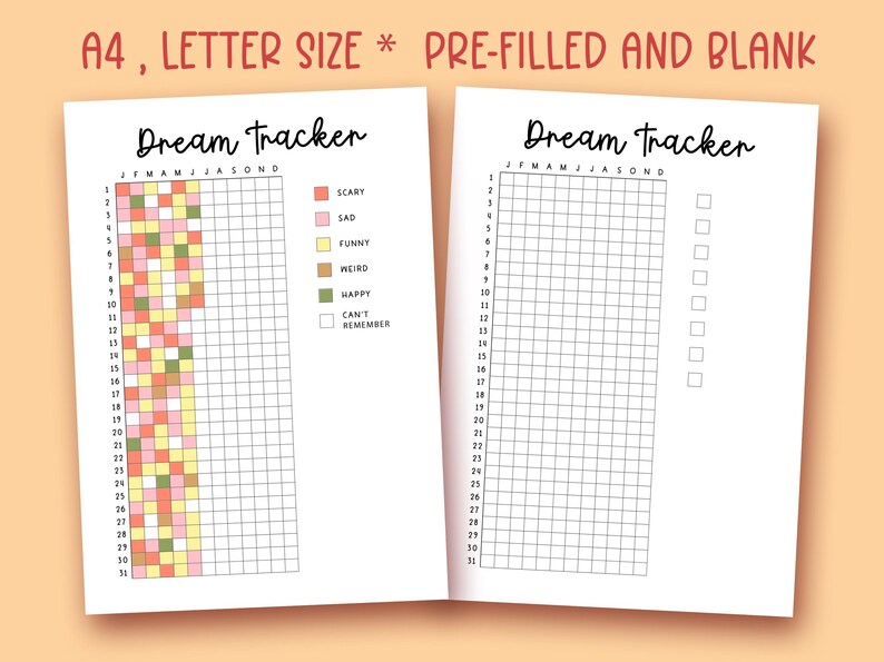 Dream Tracker Printable, Journal Page Printable Planner Page, Dream Log ...