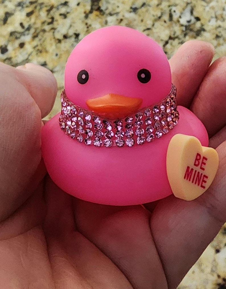 Valentine's Day Pink Rubber Duck With Resin Conversation Heart "be Mine ...