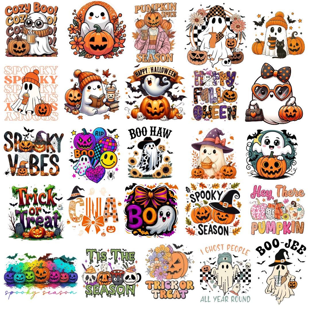 Retro Halloween PNG Bundle: Spooky Fall Clipart (digital Download) - Etsy