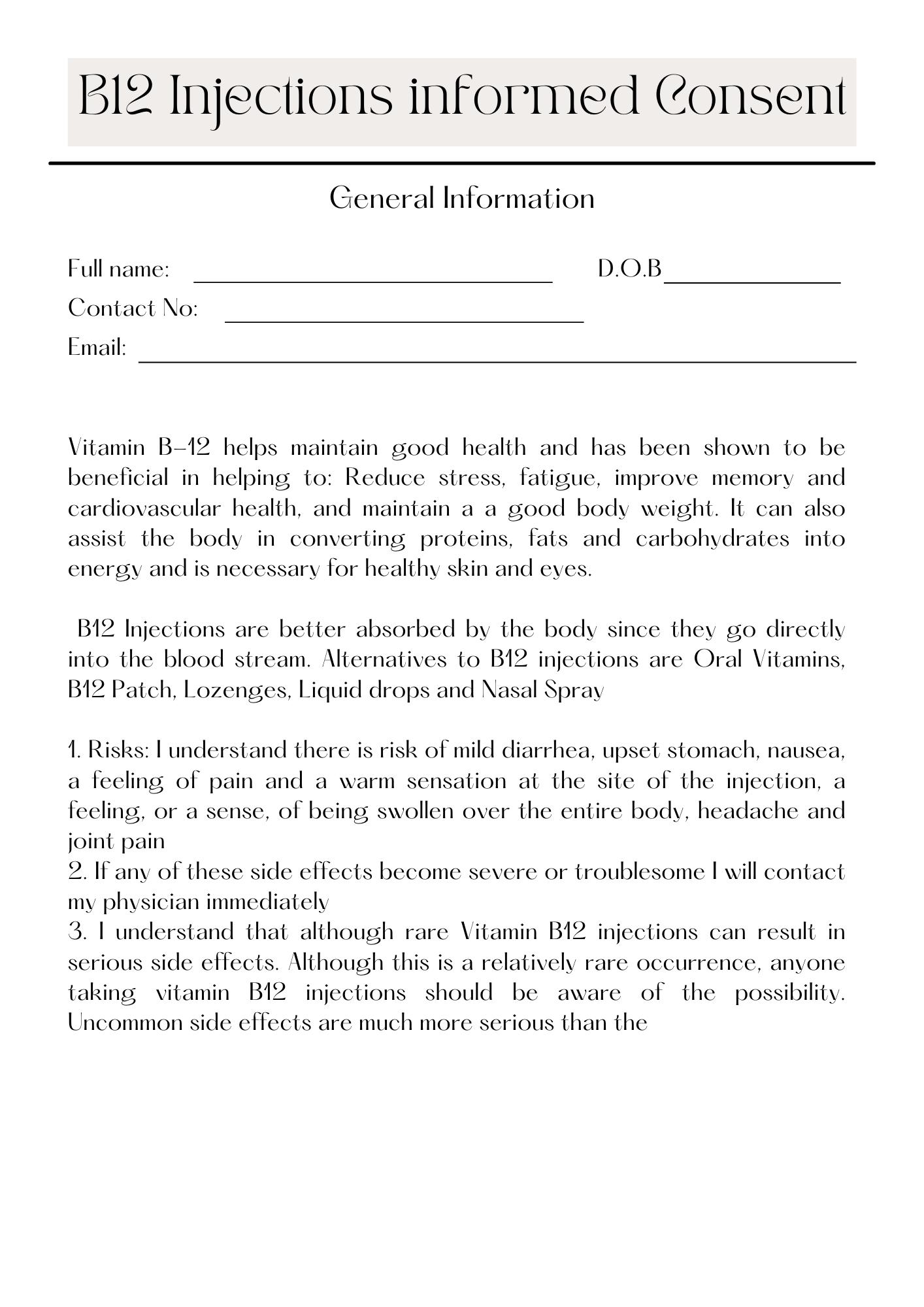 B12 Consent Form - Etsy