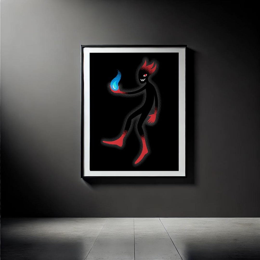 Dark Flame Spirit Illustration - Printable Wall Art - Digital Download ...