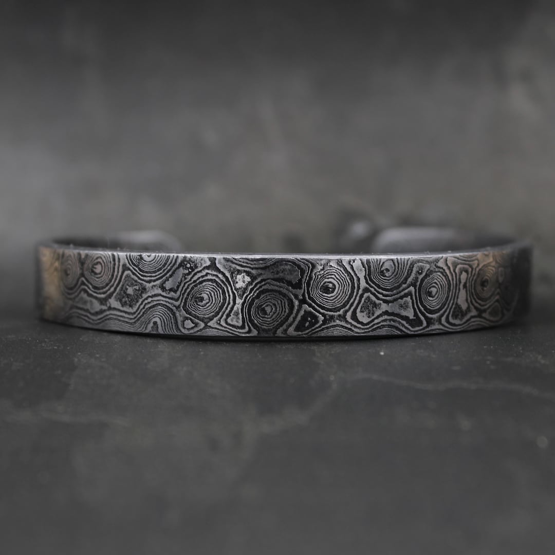 Hand Forged Damascus Steel Cuff Bracelet: Viking Modern Jewelry - Etsy